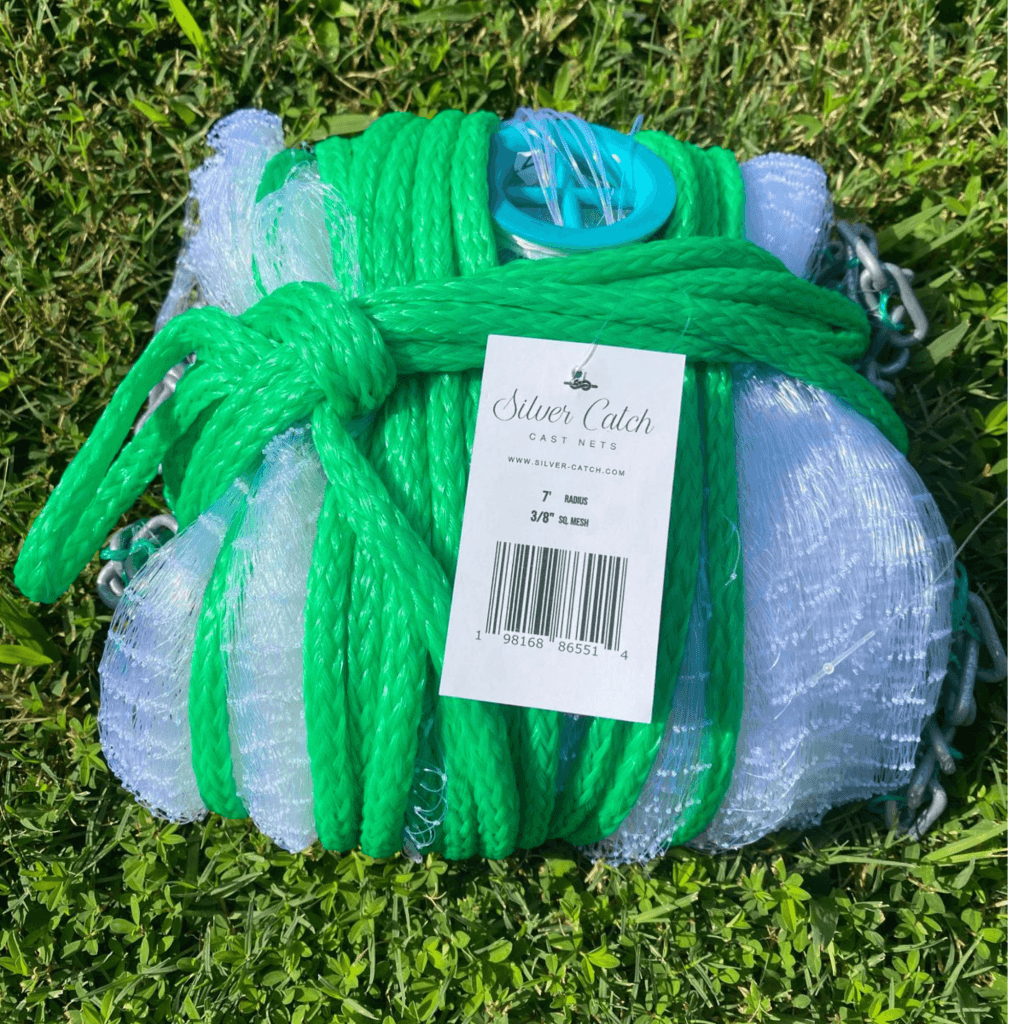 10 Ft Drawstring Cast Net (1.0″ mono mesh) CHAIN BOTTOM – Elite series